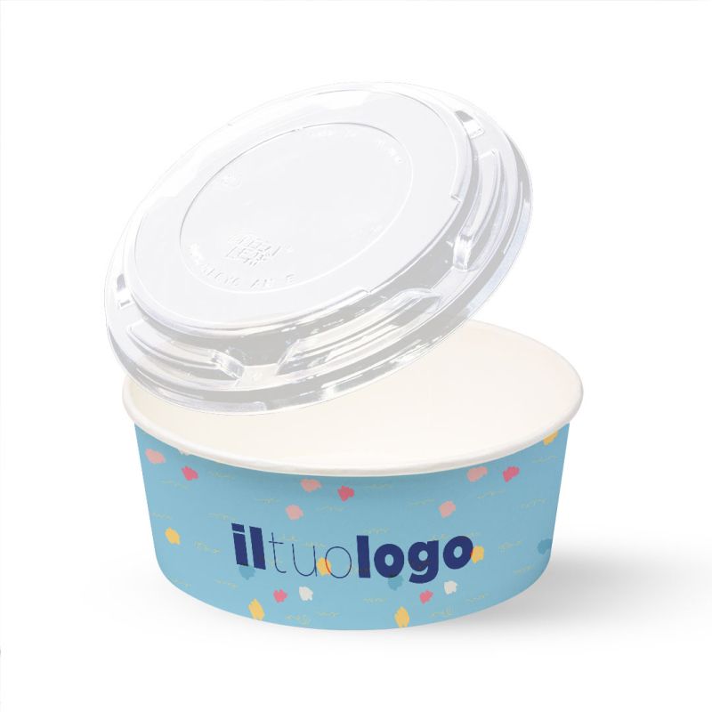 Bols en carton avec couvercle transparent - Personnalisé